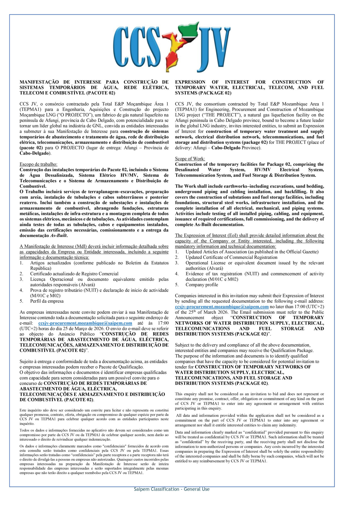 EOI_CONSTRUCTION OF TEMPORARY WATER, ELECTRICAL, TELECOM, AND FUEL ...